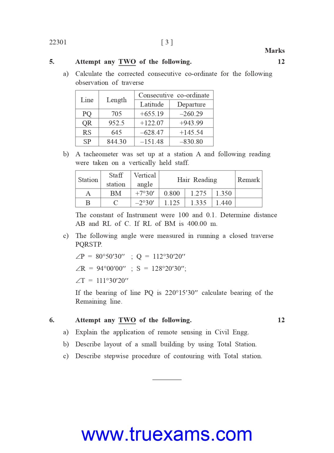 ADVANCED SURVEYING (22301) Old Question Papers PDF with Model Answers – TruExams