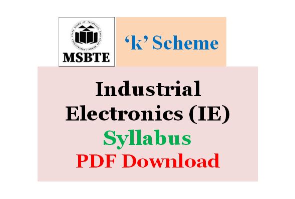 MSBTE Industrial Electronics (IE) Syllabus ‘k’ Scheme - TruExams